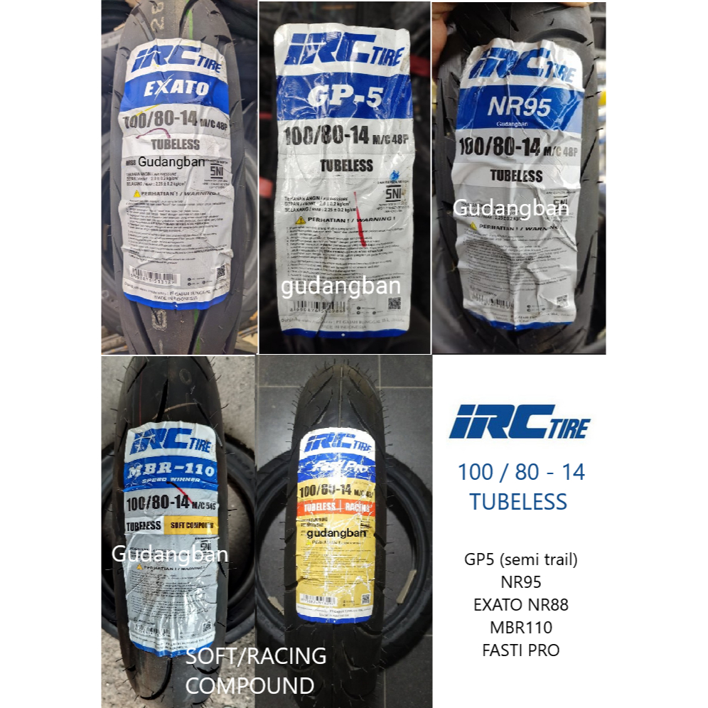 Jual IRC 100 80 14 Tubeless Ban Matic ( GP 5 / REBORN / EXATO / NR95 ...