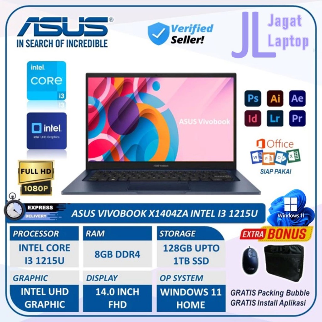 Jual Laptop Murah Asus Vivobook 14 X1404za Intel I3 1215U 16GB 1TB SSD 14.0" FHD Win11home ...