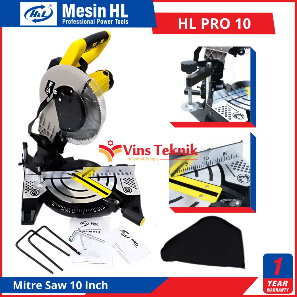 Jual Gergaji Listrik Mitter Saw HL PRO 10 H&L PRO Mitre Saw 10 Inch | Shopee Indonesia
