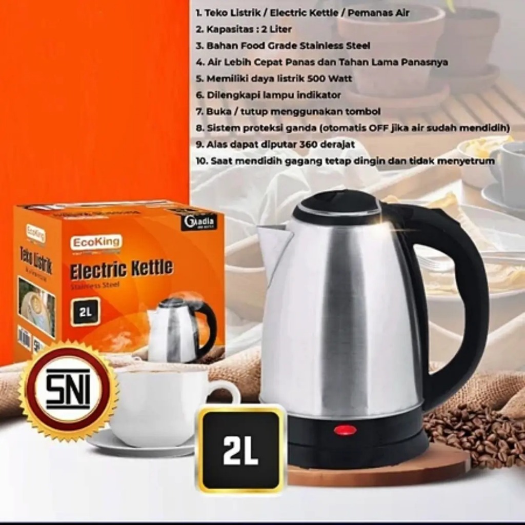 Jual Kettle Listrik 2L 2 Liter Pemanas Air Rebus Ecoking Kettle ...