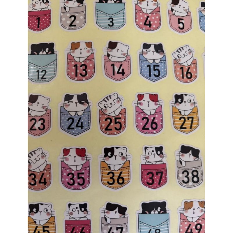Jual Stiker No Urut 1-240 Gambar Kucing (Langsung Tempel) | Shopee ...