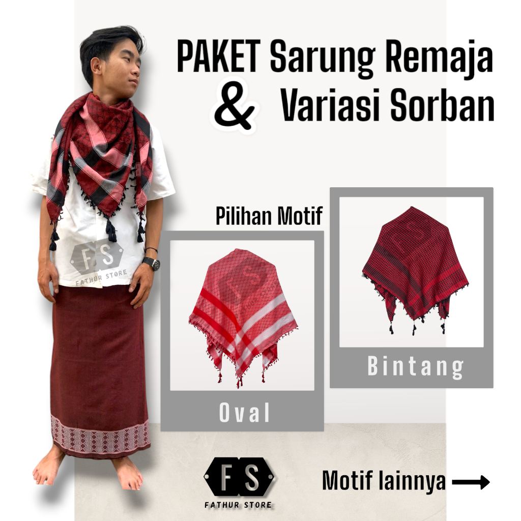 Jual Paket Sarung Remaja dan Variasi Sorban Rumbai Ronce Premium ...