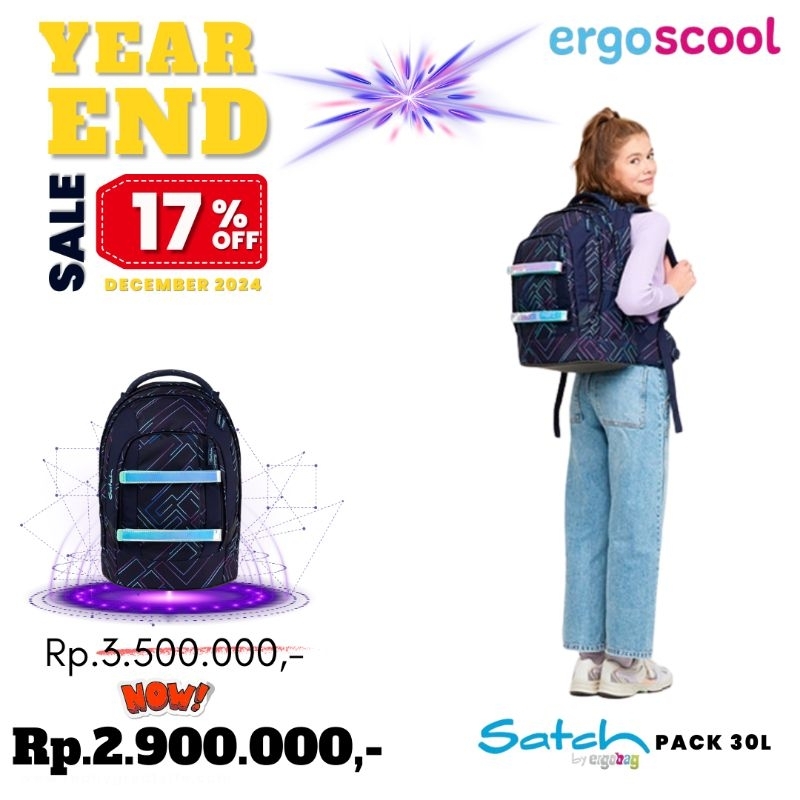 Jual YEAR END SALE Ergonomic Backpack Satch Pack Laser Purple 30L from ...