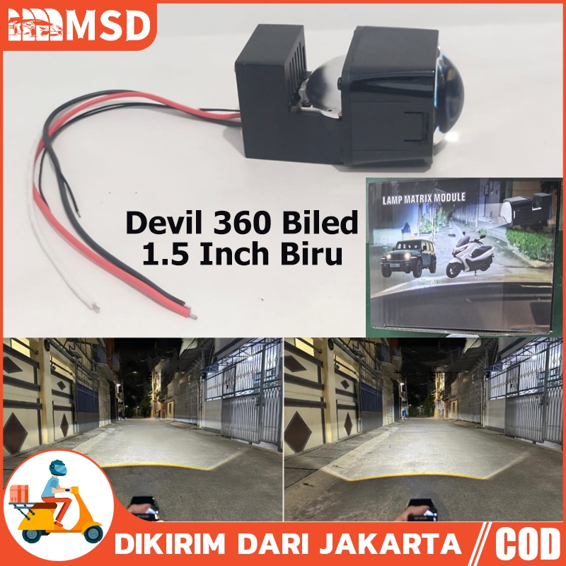 Jual Lampu utama led biled plus devil 360 demon 1.5 inch projector lens ...