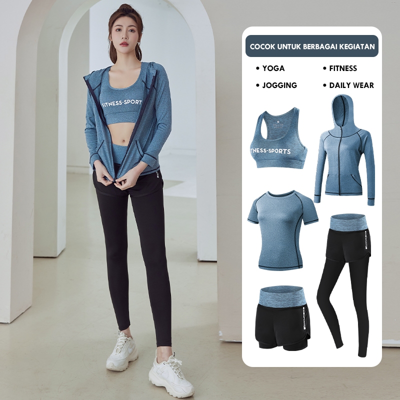 Jual Lulu Lemon Baju Senam Setelan Wanita Aerobic Celana Jaket Legging Pakaian Olahraga Lengan ...