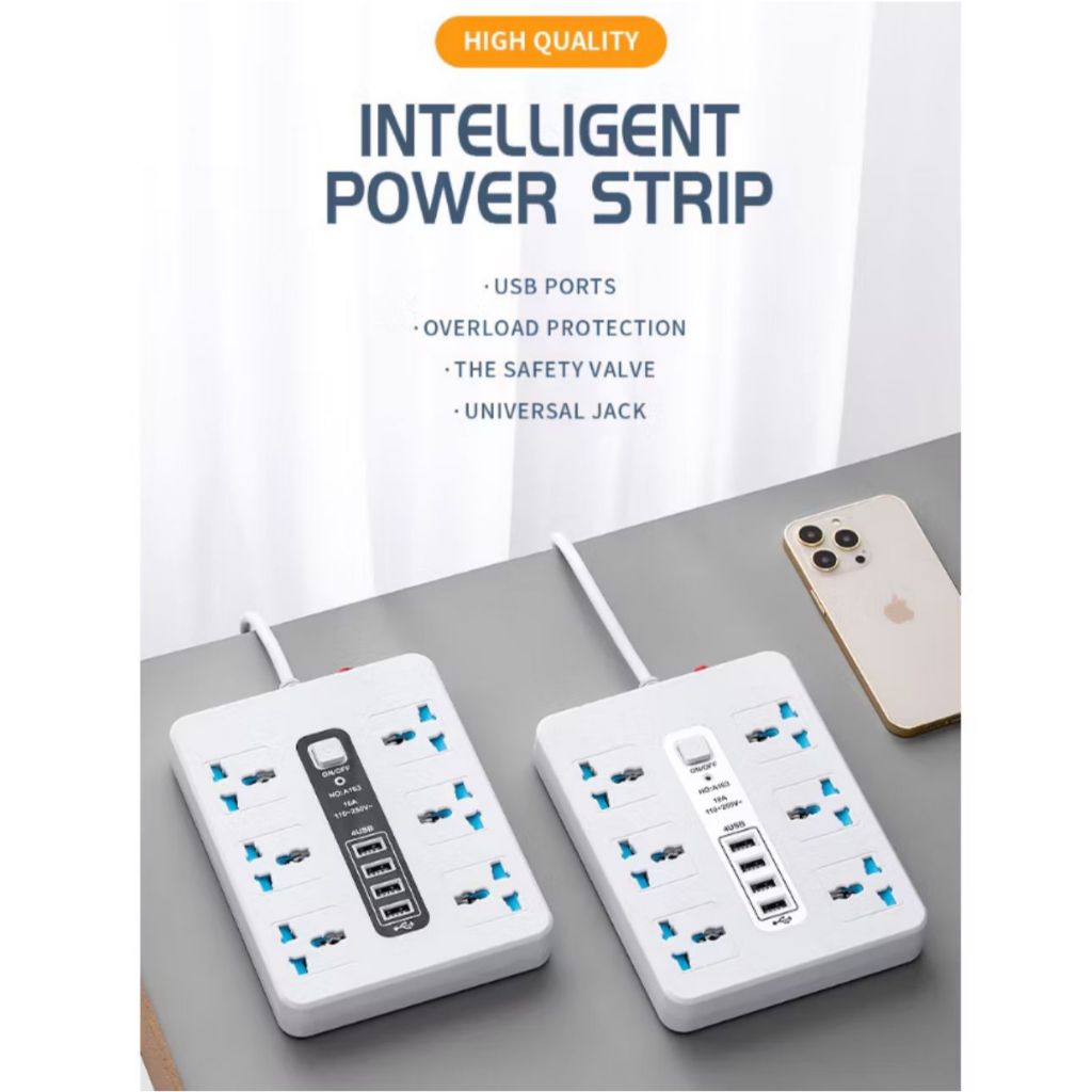 Jual Cuan500.id Power Strip Power Socket 4 USB 6 Colokan - Stop Kontak Terminal USB dan Colokan ...