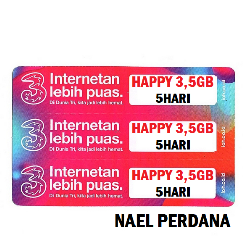 Jual VCR TRI DATA HAPPY 3,5GB 5HARI | Shopee Indonesia