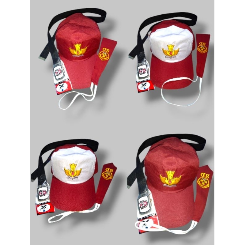 Jual paket TOPI DASI DAN SABUK PERLENGKAPAN SEKOLAH SD merah putih ...