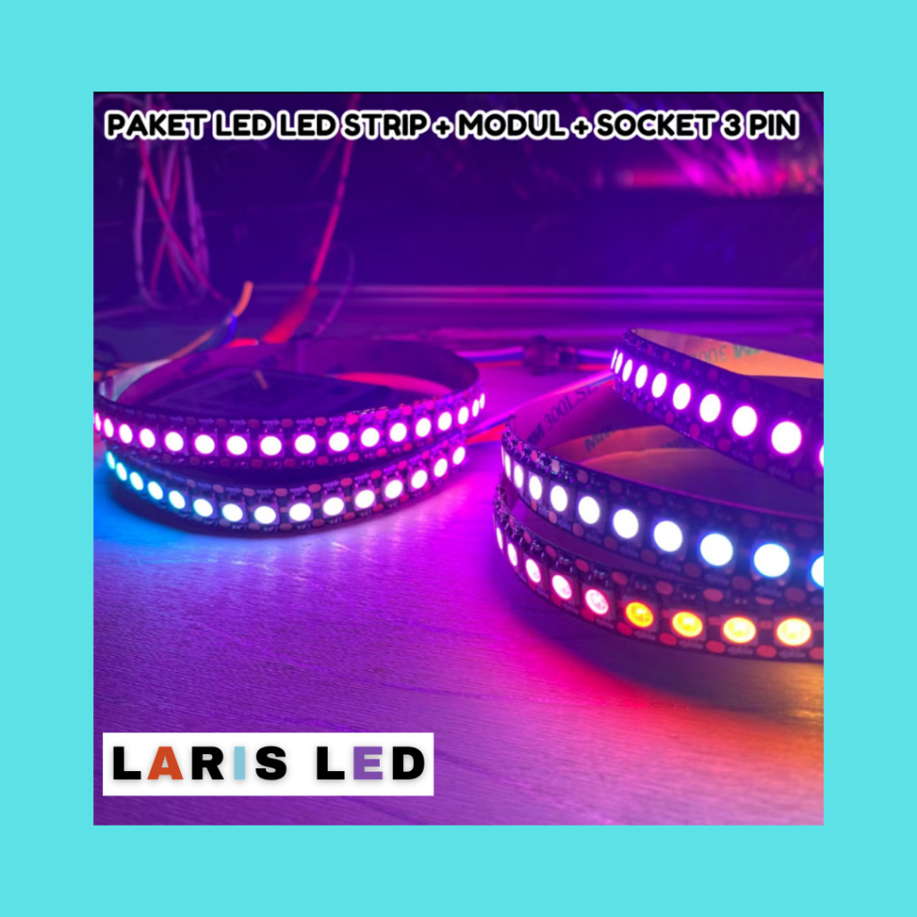Jual LAMPU LED STRIP RGB WS2812B 1 METER + MODUL DMX RGB LED DAN SOCKET ...