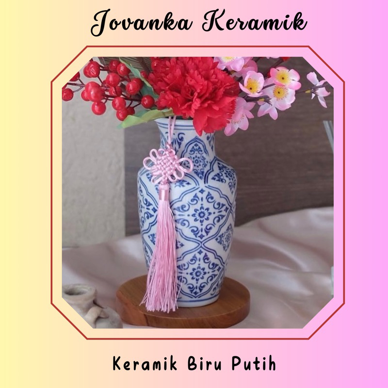 Jual Vas Bunga Keramik Biru Putih Tinggi 20 cm | Shopee Indonesia