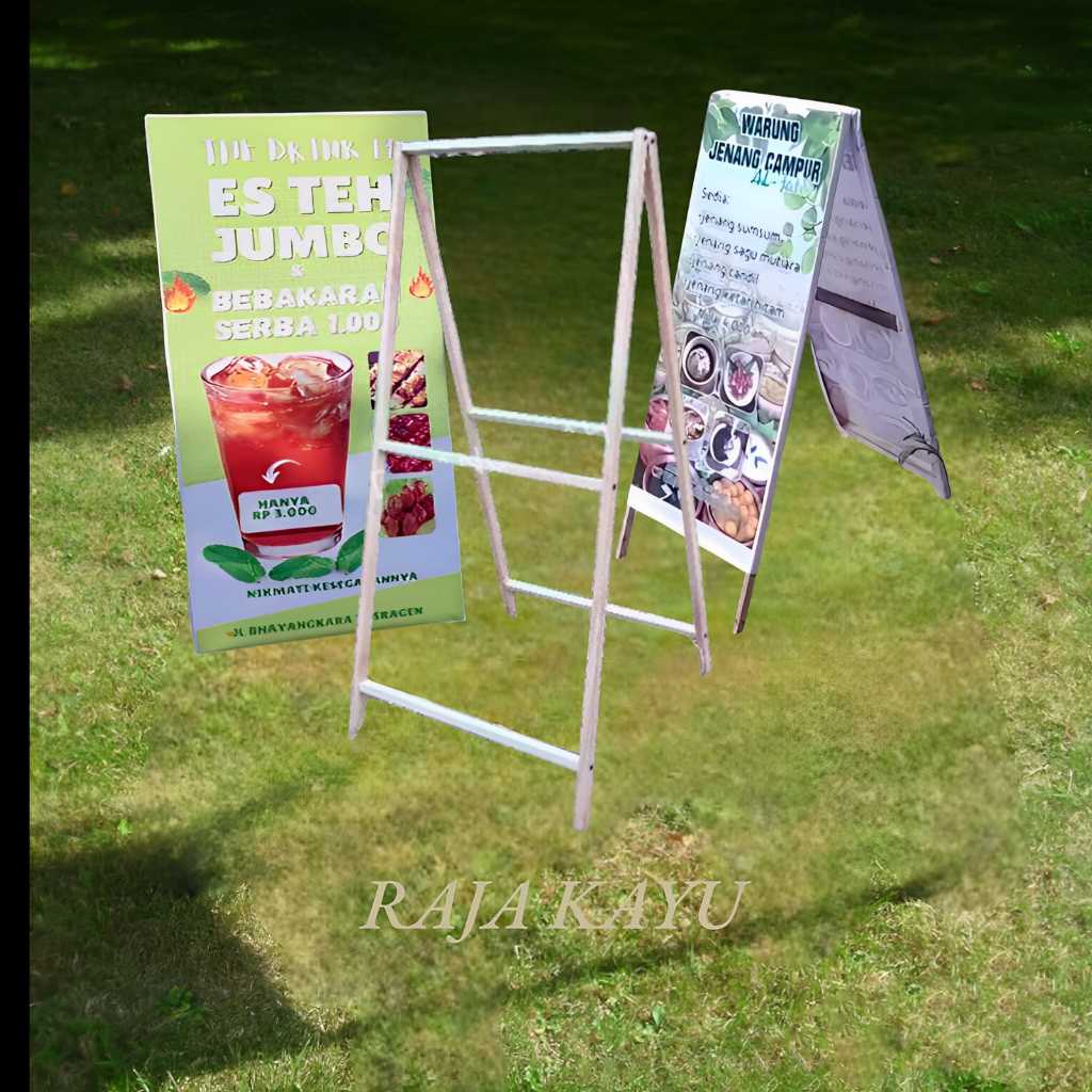 Jual Termurah stand banner dua sisi/standing banner kayu ukuran T120cm ...