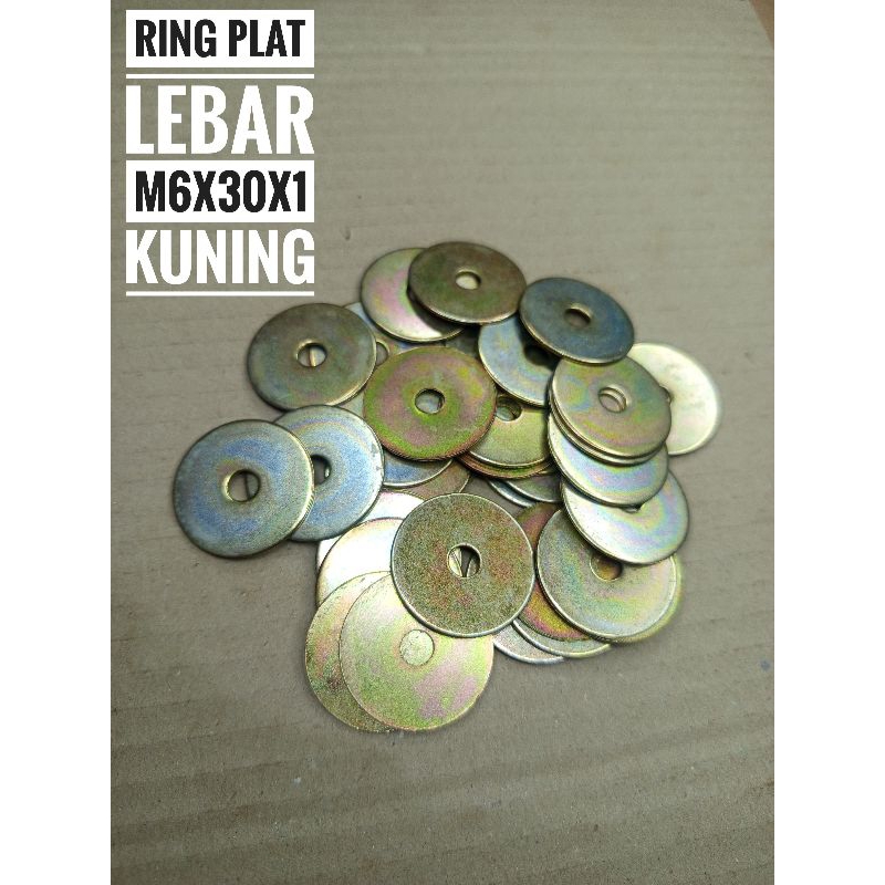 Jual ring plat lebar m6x30x1 m6x30x2 kuning paket (100pcs) | Shopee ...