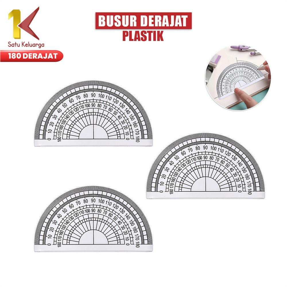 Jual Satu Keluarga Busur Derajat Plastik Transparan A108 Penggaris ...