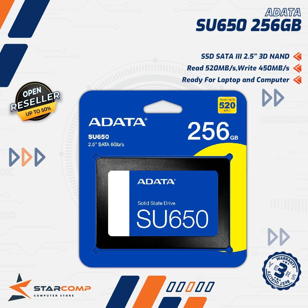 Jual SSD ADATA SU650 256GB SATA III 2.5" Solid State Drive | Shopee ...