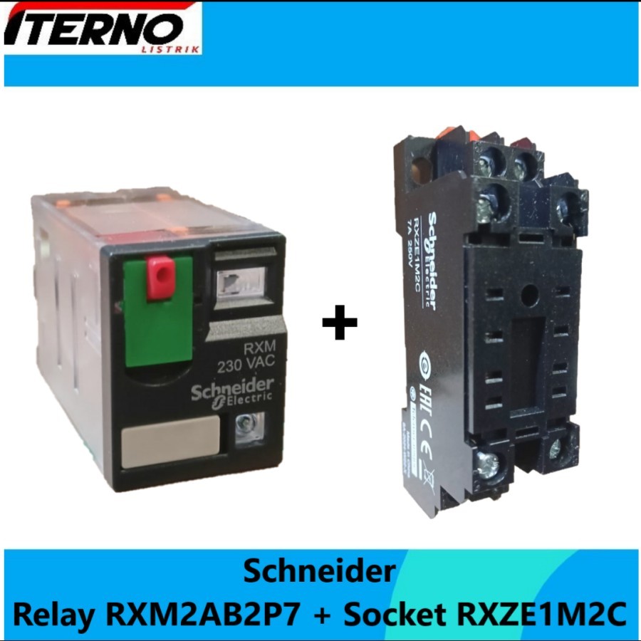 Jual RXM2AB2P7 220VAC Relay Schneider Socket RXZE1M2C Setara MY2N 8 Kaki | Shopee Indonesia