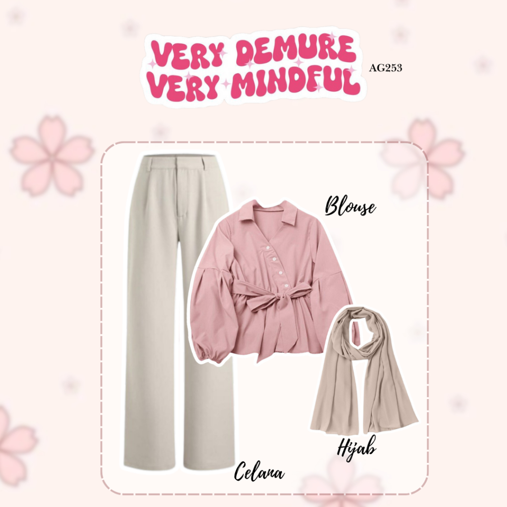 Jual 3in1 Setelan Outfit Korean Style OOTD One Set Wanita Kekinian | Blouse + Celana Ivory ...