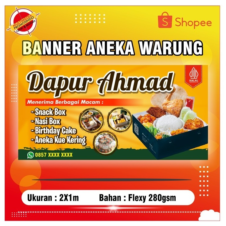 Jual Spanduk Banner Warung/ Banner Warung Custom/ Free Desain/ Spanduk ...
