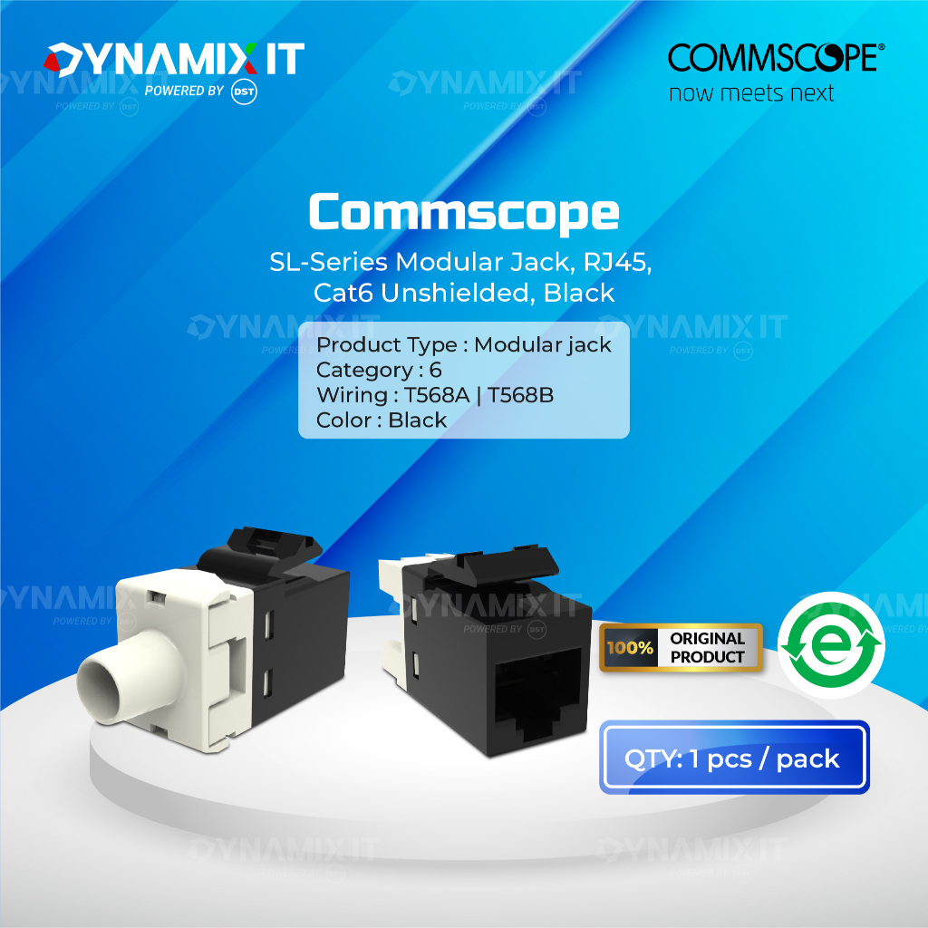 Jual COMMSCOPE AMP Modular Jack RJ45 Cat.6 SL Series Original - Black ...