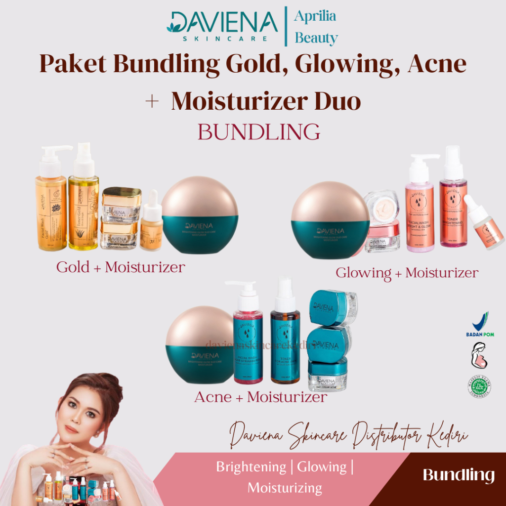Jual DAVIENA BUNDLING MOIS DUO+PAKET LENGKAP ISI 5 GOLD/GLOWING/ACNE ...