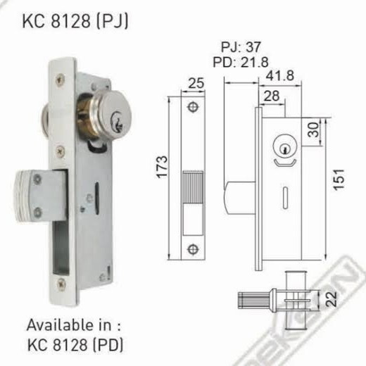 Jual aluminium lock KC 8128 dekkson kunci pintu swing lidah panjang dekson | Shopee Indonesia