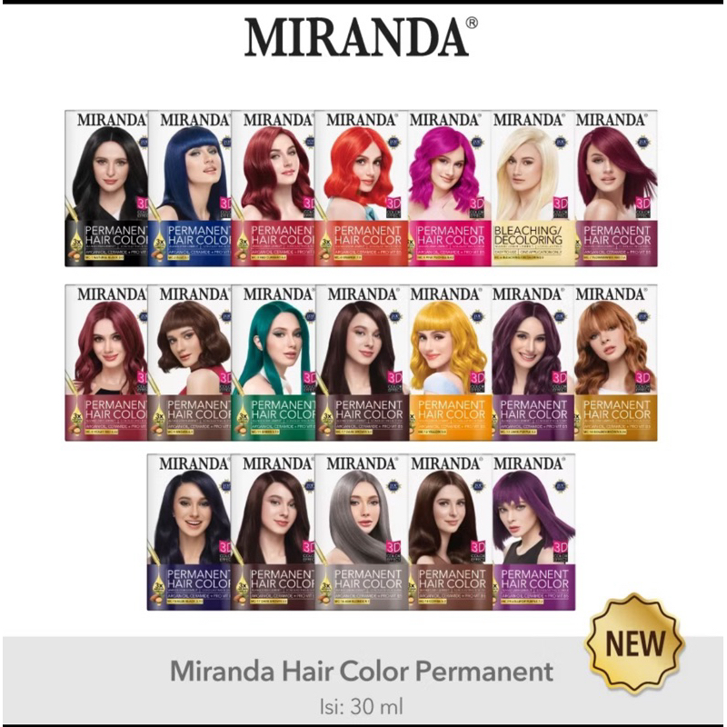 Jual Miranda Hair Color Permanent Isi: 30 ml 10 pack | Shopee Indonesia