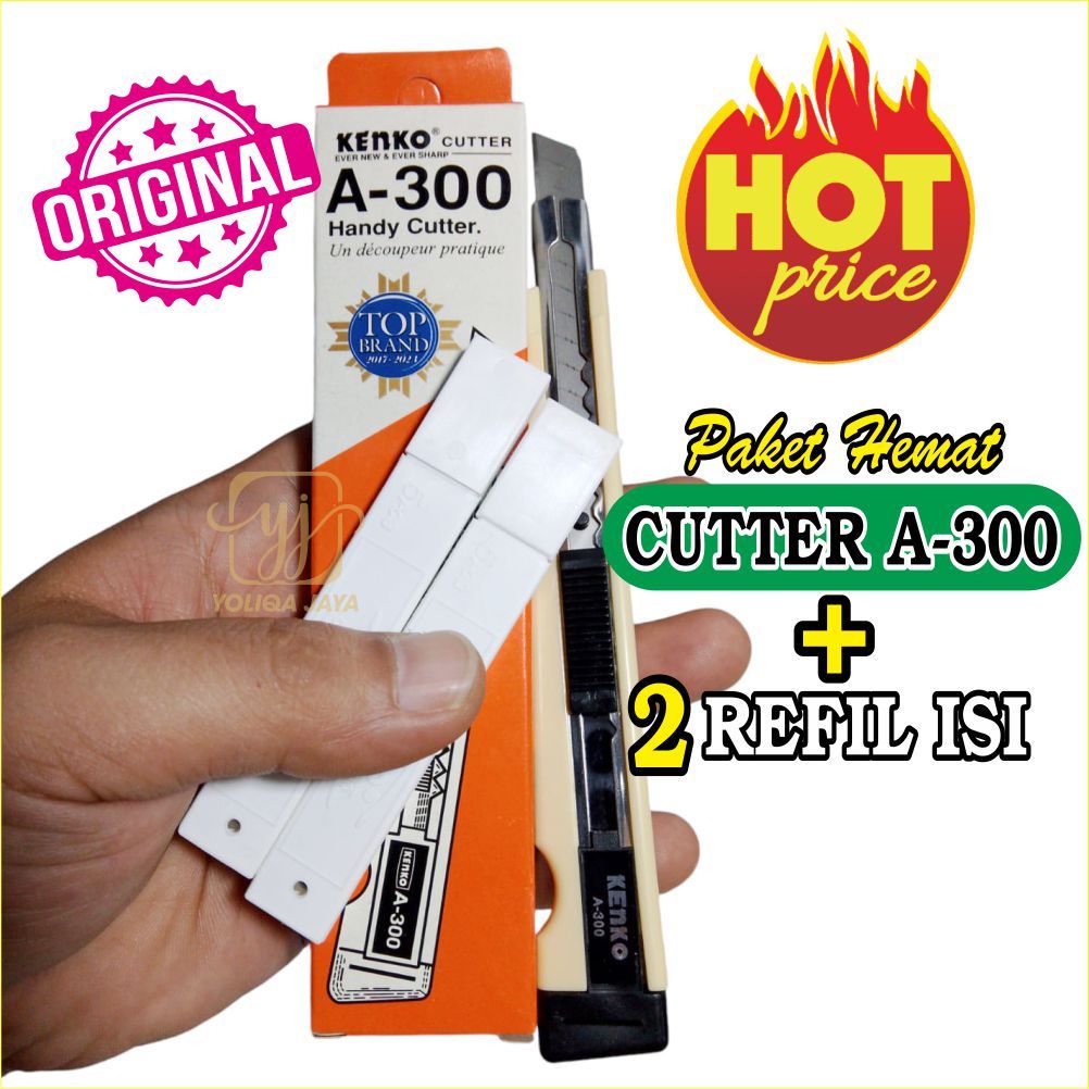 Jual PAKET CUTTER + 2 pak REFIL ISI KENKO CUTTER KENKO A - 300 CUTTER ...