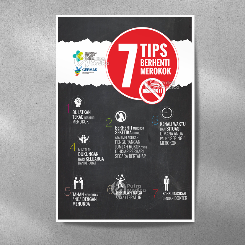 Jual Poster Kesehatan 7 Tips dan Manfaat Berhenti Merokok A3+ / Gambar ...