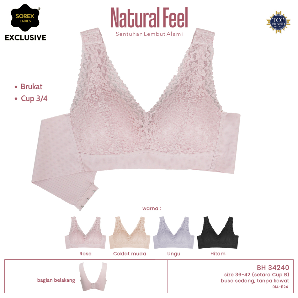 Jual Sorex Bra Exclusive Natural Feel Brukat Busa Tanpa Kawat Kait 3 ...