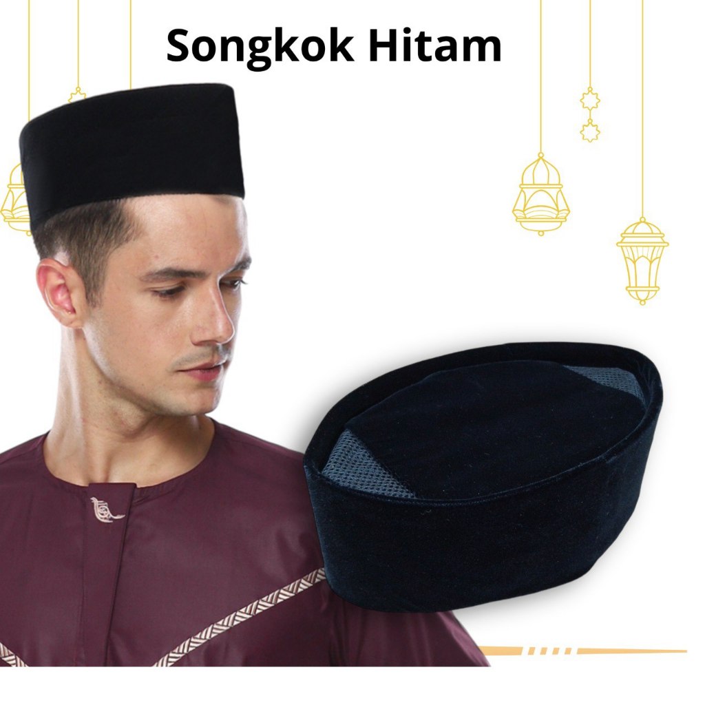 Jual Songkok Hitam Peci Hitam AC Tinggi 9 Peci Hitam Remaja dan Dewasa ...