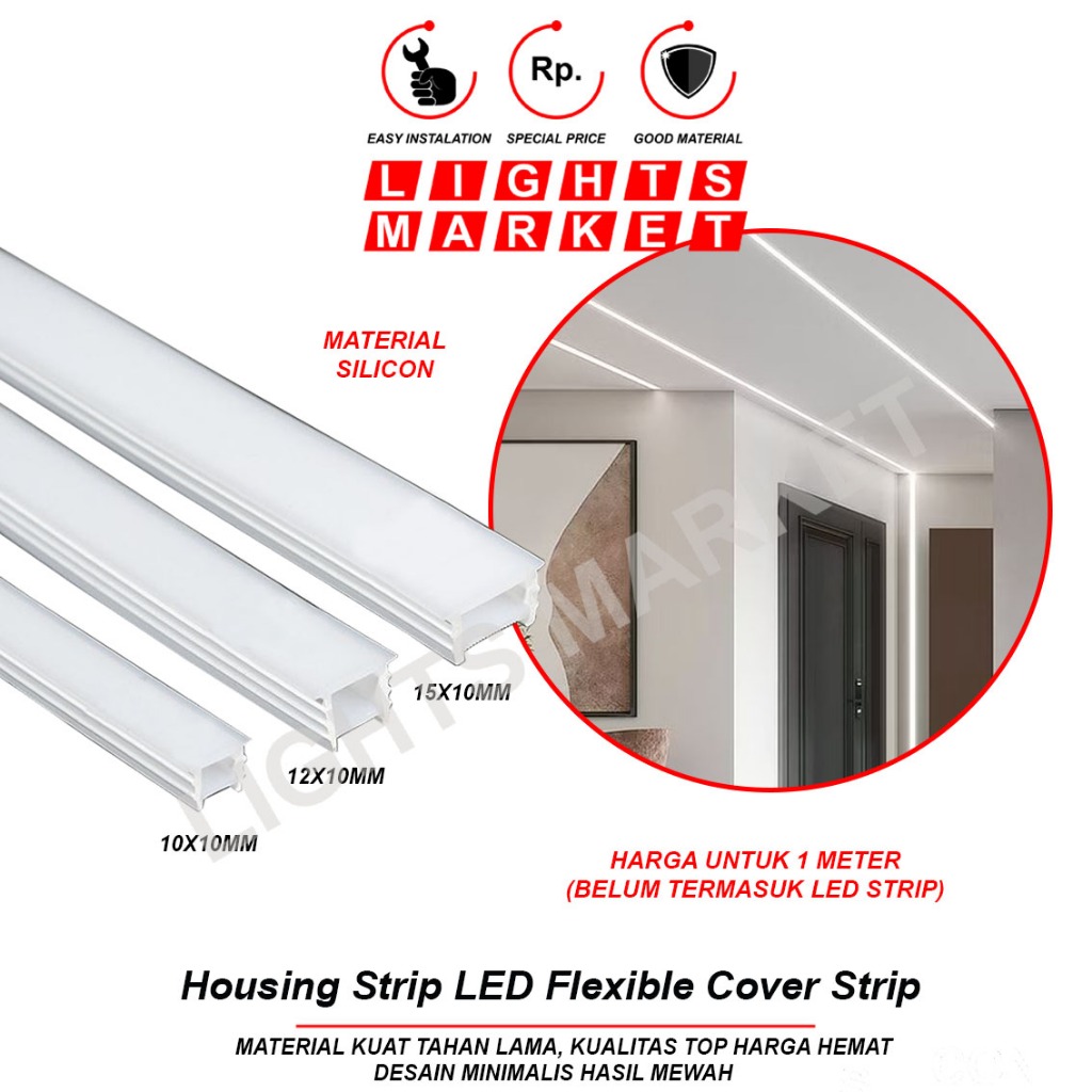 Jual Kap Housing Lampu LED Strip Flexible Cover Silicon Susu | Shopee ...