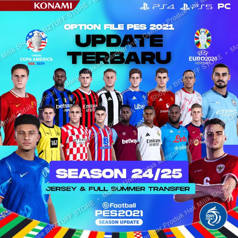 Jual Update Patch PES 2021 PS4 PS5 (Ori) PC (option file) JANUARI 2025 ...