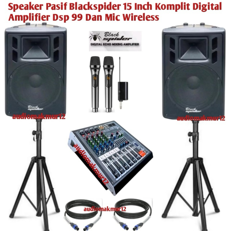 Jual Paket Sound System Blackspider 15Inch Komplit Mixer Power ...