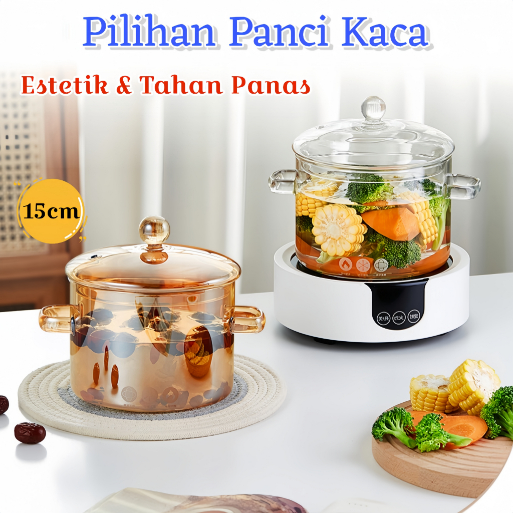 Jual One Two Cups Panci Tutup Kaca Tahan Panas Dan Api Glass Cooking Pot Panci Sayur 1900ml ...