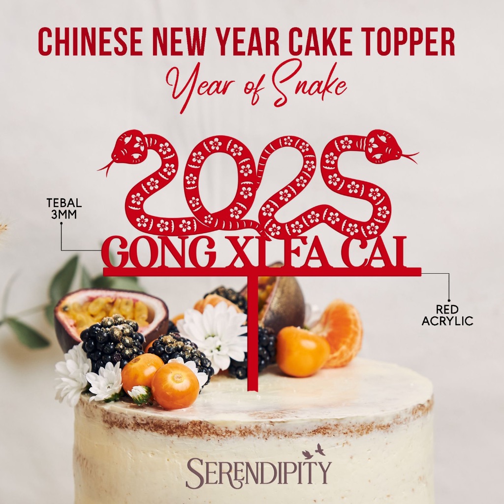 Jual Chinese New Year Acrylic Cake Topper Year of Snake | Hiasan Kue ...