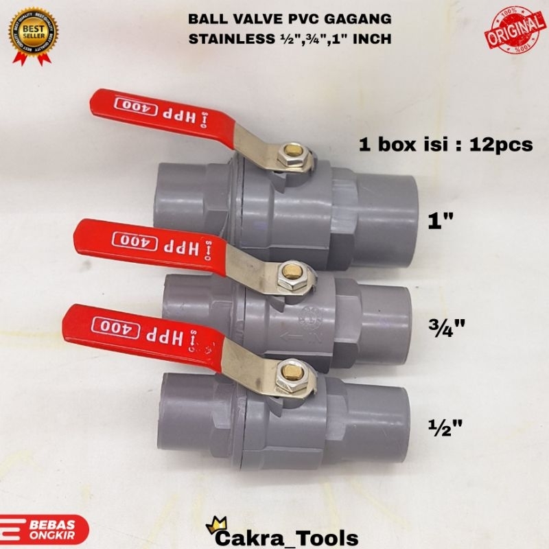 Jual BALL VALVE PVC GAGANG STAINLESS / STOP KRAN AIR TEBAL [½",¾",1"] INCH | Shopee Indonesia