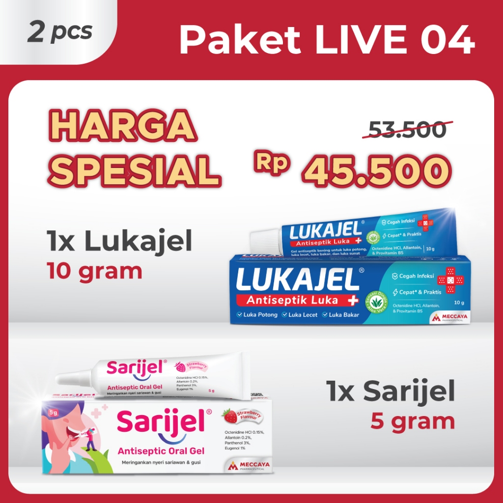 Jual LUKAJEL 10g + SARIJEL 5g | Gel Bening Antiseptik Luka + Oral Gel ...