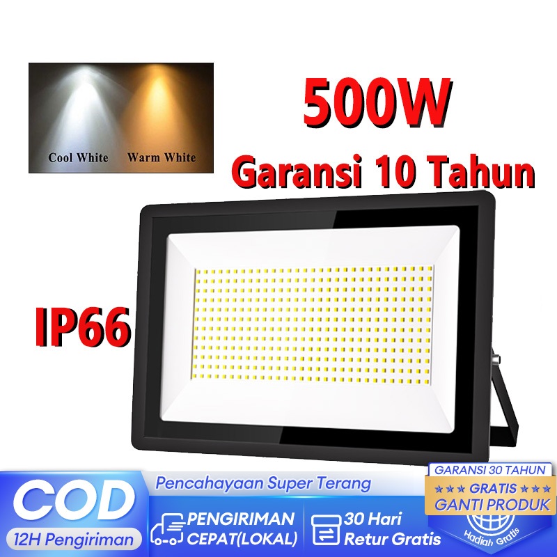 Jual lampu sorot LED 500W tembak tahan air luar ruangan Ready Stock panggung flood light putih ...