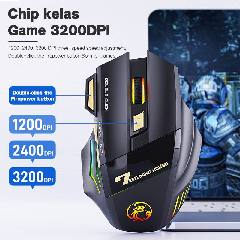 Jual Mouse Wireless Rechargeable 2.4G INPHIC PM-6 Office Mute Mouse ...