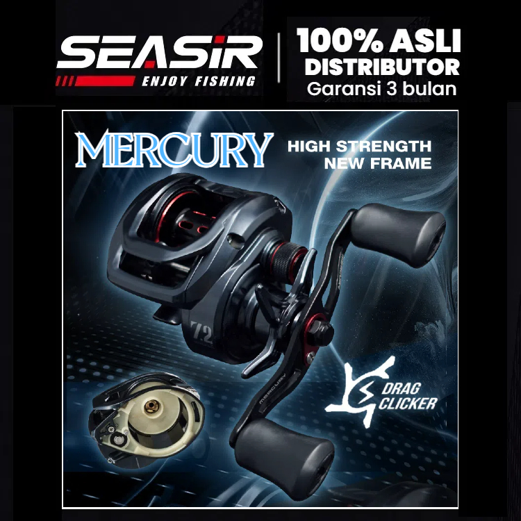 Jual Reel BC SEASIR MERCURY Black Reel Pancing Baitcasting Fishing Reel, Drag Clicker, 5+1 BB ...