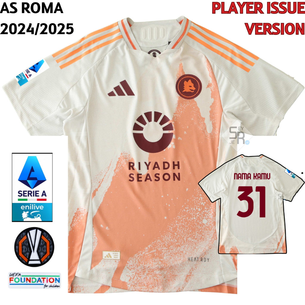 Jual Jersey As Roma Player Issue 2024 2025 Away Baju Bola Asroma Putih ...