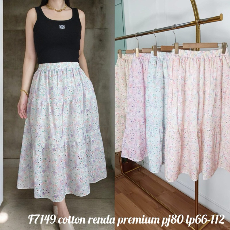 Jual rok / bawahan panjang wanita LP66-112 jumbo bahan katun renda ...