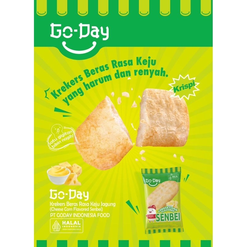 Jual Go Day Senbei Cheese Corn 8,6 g / krekers beras Senbei jagung keju ...