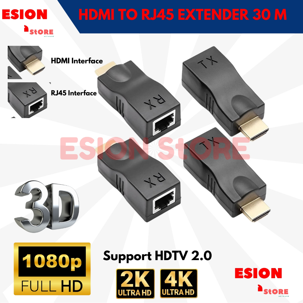 Jual HDMI Extender 30 meter HDMI Extension RJ45 Lan /HDMI Lan Adapter ...