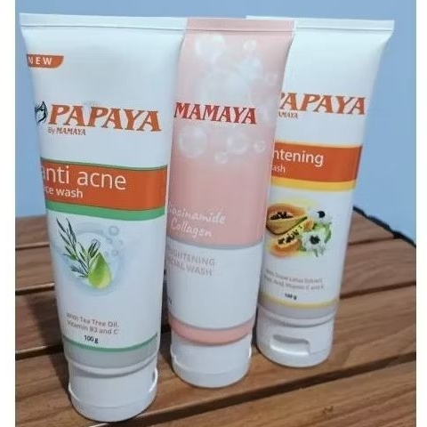 Jual PAKET MAMAYA FACE WASH BRIGTENING ANTI ACNE NIACINAMIDE + COLLAGEN ...