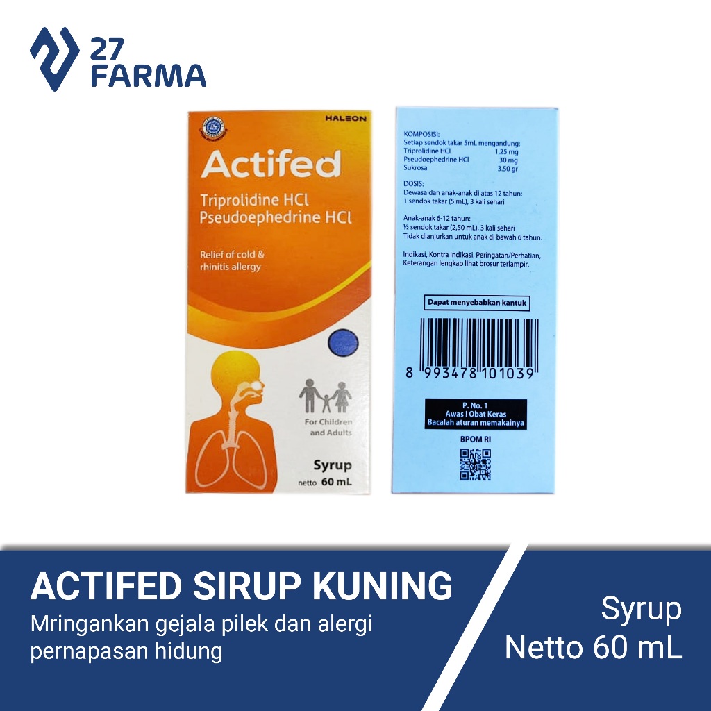 Jual Actifed Sirup 60 ml Kuning (per Botol) | Shopee Indonesia
