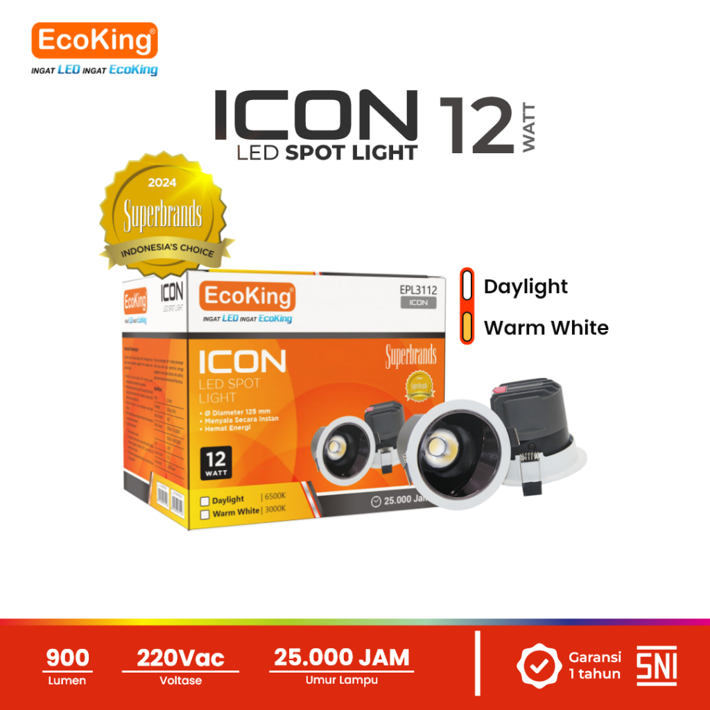 Jual EcoKing LED Icon Lampu Spotlight Lampu Sorot 12W Cahaya Putih ...