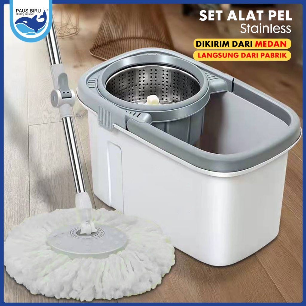 Jual Paus Biru Medan - Set Alat Pel Lantai Stainless Super Mop Dengan ...