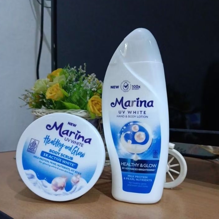 Jual 2pc(Marina healthy & Glow body lotion 185ml+Marina healthy & Glow ...