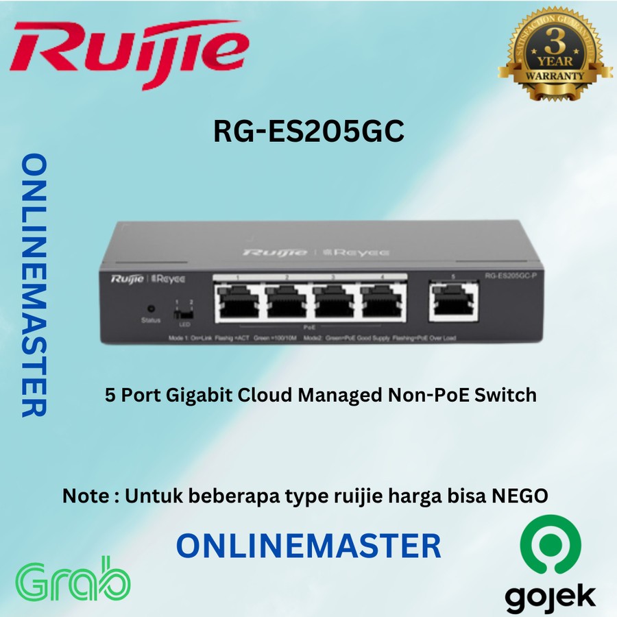 Jual RUIJIE RG-ES205GC 5 Port Gigabit Cloud Managed Non-PoE Switch | Shopee Indonesia