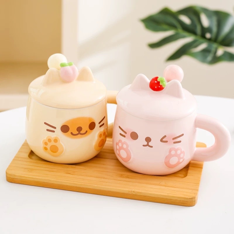 Jual EVERGREEN Cangkir Gelas Keramik Lucu Cute Ceramic Mug Cup Kucing ...